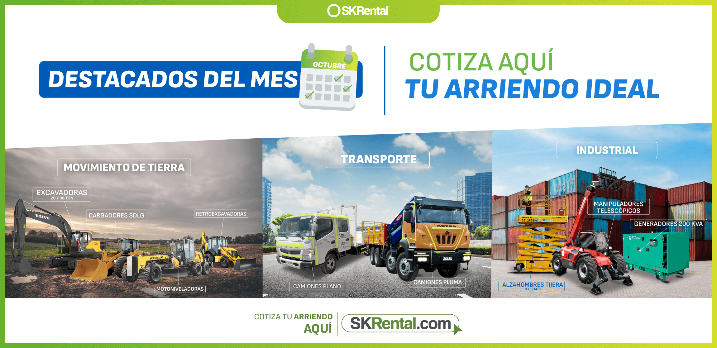 Equipos y Maquinaria Destacada del Mes | SK Rental Chile